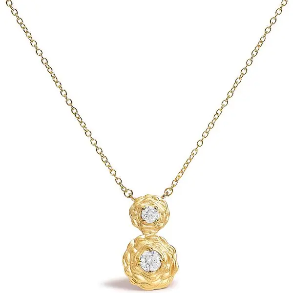 HAUS OF BRILLIANCE 14k Yellow Gold Plated Sterling Silver 1/2 Cttw Lab Grown Diamond Rose Pendant Necklace - Yellow Gold Over Silver