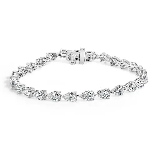 HAUS OF BRILLIANCE Igi Certified 14k 12.0 Cttw Pear Cut Lab Grown Diamond Tennis Bracelet - White Gold