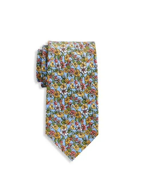 SYNRGY BY DXL Big & Tall Printed Floral Neck Tie - Blue