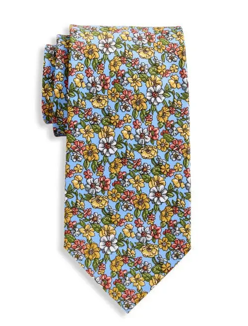 SYNRGY BY DXL Big & Tall Printed Floral Neck Tie - Mustard