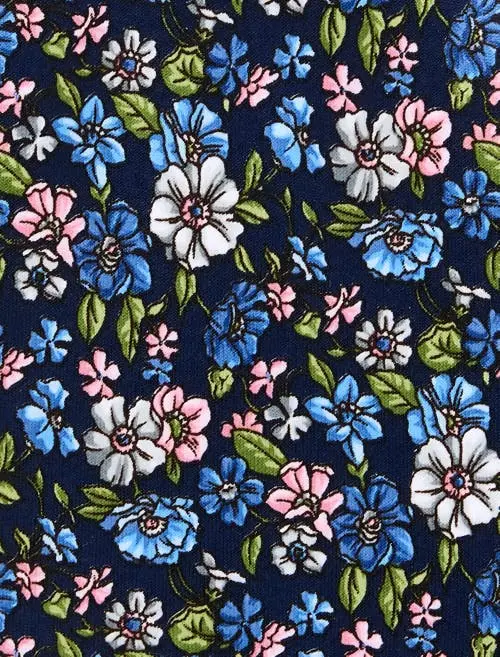 SYNRGY BY DXL Big & Tall Printed Floral Neck Tie - Navy