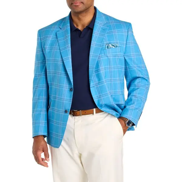 TALLIA Plaid Sport Coat - Blue