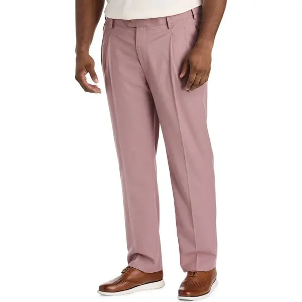 OAK HILL BY DXL Big & Tall Waist-relaxer Pleated Dress Pants - Pomegranate