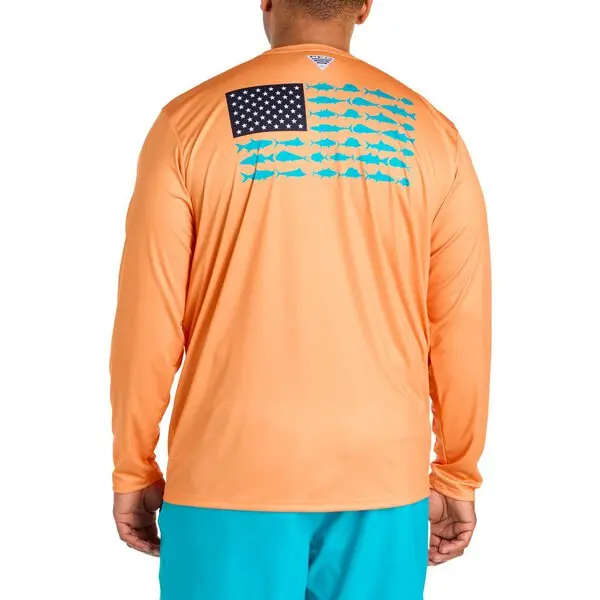 Columbia Big & Tall Terminal Tackle Pfg Fish Flag Long-sleeve T-shirt - Bright Nectar