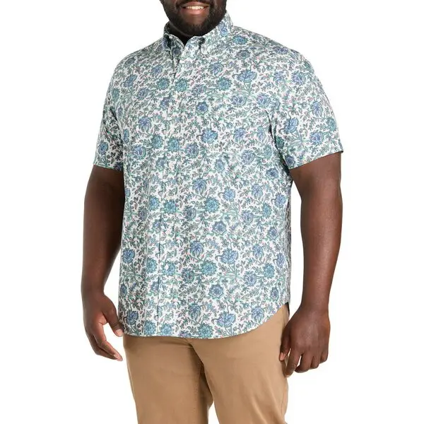 Brooks Brothers Big & Tall Floral Print Sport Shirt - Cream Multi