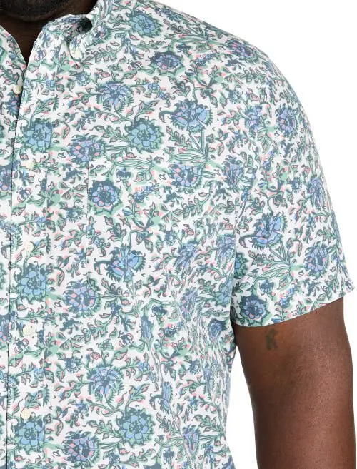 Brooks Brothers Big & Tall Floral Print Sport Shirt - Cream Multi