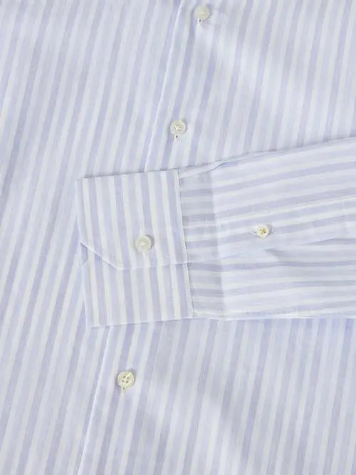 Robert Talbott Reynolds Cotton Linen Blend Shirt In Contemporary Fit - Blue Multi Thin Stripe