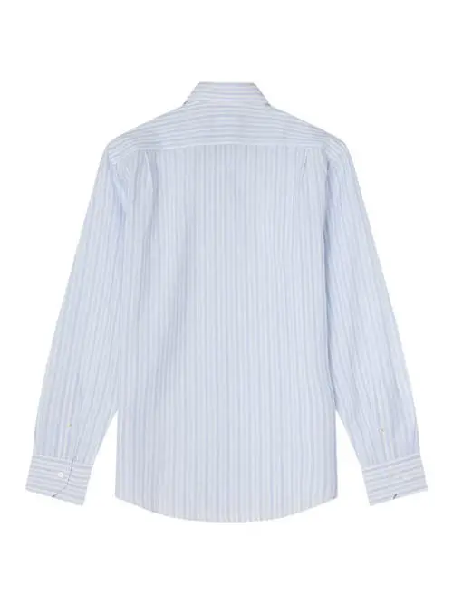 Robert Talbott Reynolds Cotton Linen Blend Shirt In Contemporary Fit - Blue Multi Thin Stripe