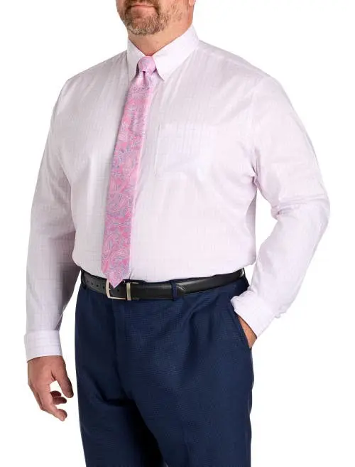Brooks Brothers Big & Tall Non-iron Check Dress Shirt - Pink