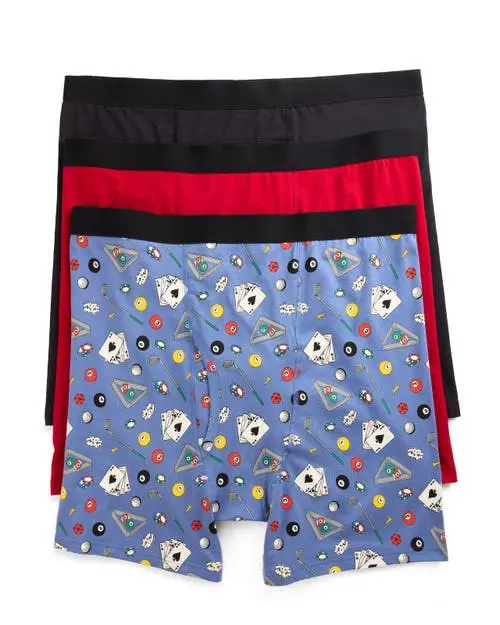 HARBOR BAY BY DXL Big & Tall 3-pk Active Stretch 4 Inch Boxer Briefs V4 - Party Pack