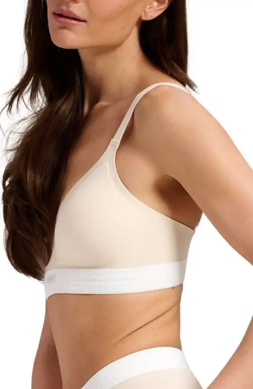 SIELLA Organic Cotton Rib V-neck Foam Bra - Whisper Beige