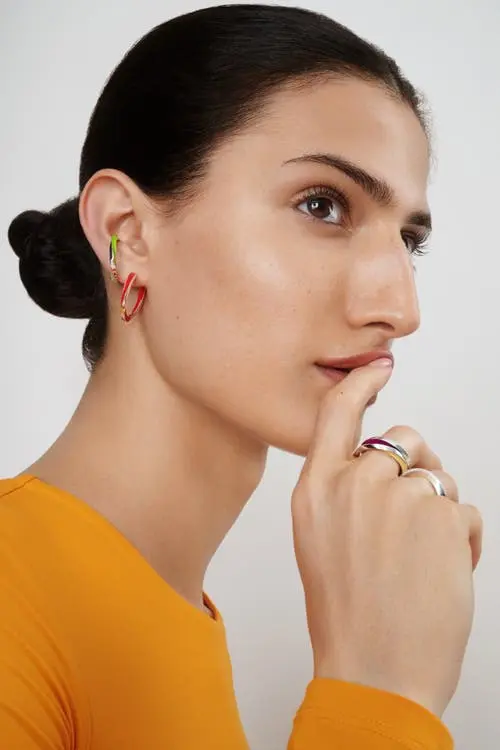 NABS AND BABS Lilo Color Petite Hoop Earrings - Burnt Orange