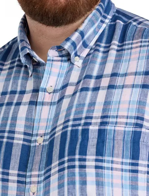 Vineyard Vines Big & Tall Pelican Point Plaid Linen Sport Shirt - Moonshine