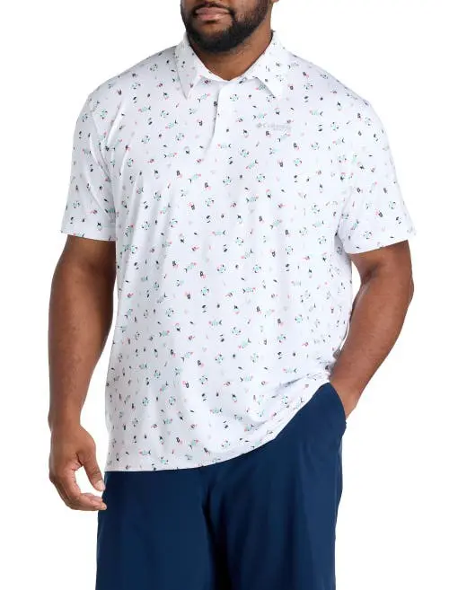 Columbia Big & Tall Pfg Super Slack Tide Fish Print Polo Shirt - White
