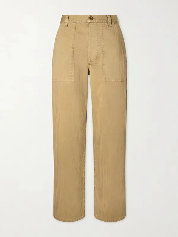 NILI LOTAN Earl Herringbone Straight-leg Pants - Neutrals
