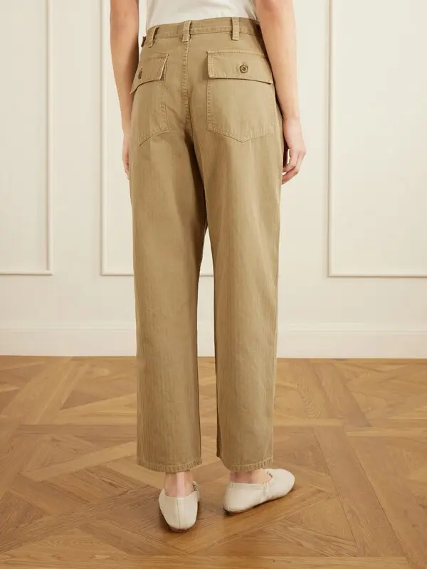 NILI LOTAN Earl Herringbone Straight-leg Pants - Neutrals