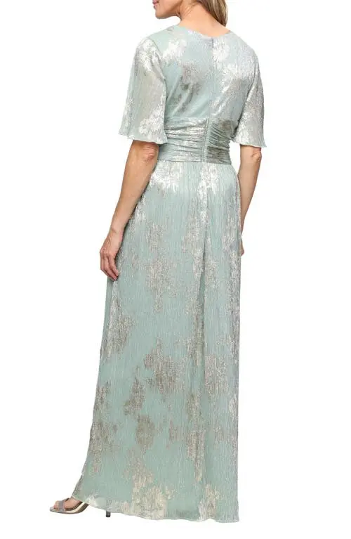 SL FASHIONS Metallic Jacquard Gown