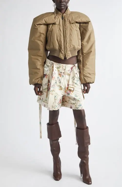 Alexander McQueen Cropped Bomber Jacket - Khaki