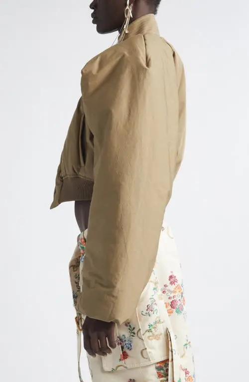 Alexander McQueen Cropped Bomber Jacket - Khaki