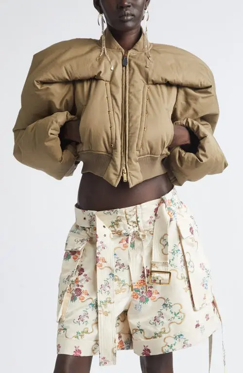 Alexander McQueen Cropped Bomber Jacket - Khaki
