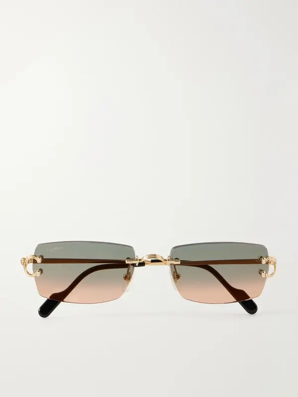 CARTIER Squared-frame Sunglasses - Gold