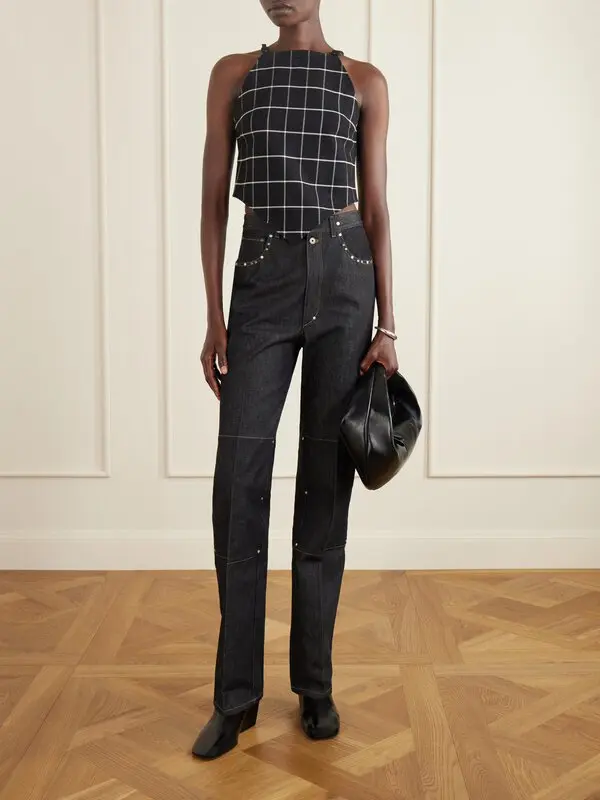 COURREGES Checked Wool-blend Tank Top