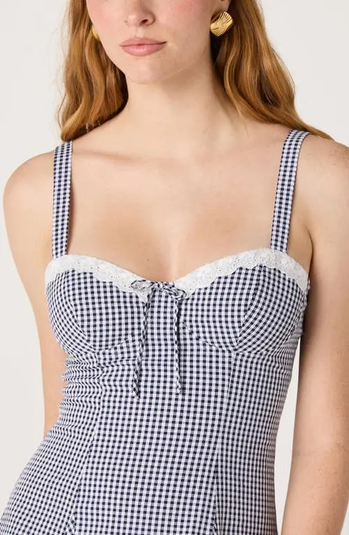 Astr The Label Nicolette Lace & Gingham Minidress