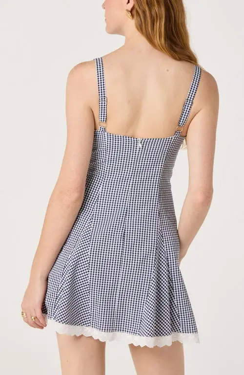Astr The Label Nicolette Lace & Gingham Minidress