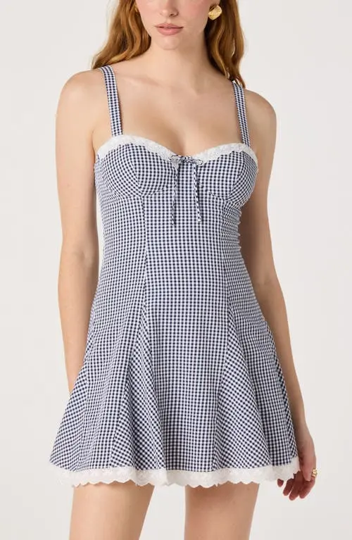 Astr The Label Nicolette Lace & Gingham Minidress