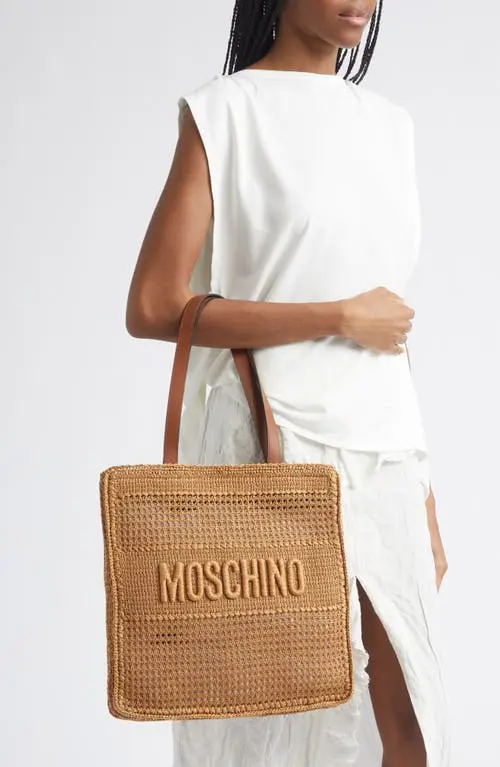 Moschino Logo Woven Shopper Tote - Hide