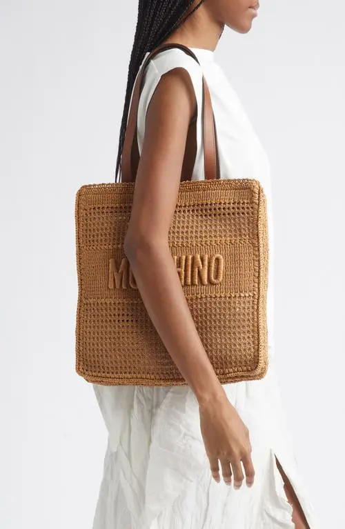 Moschino Logo Woven Shopper Tote - Hide