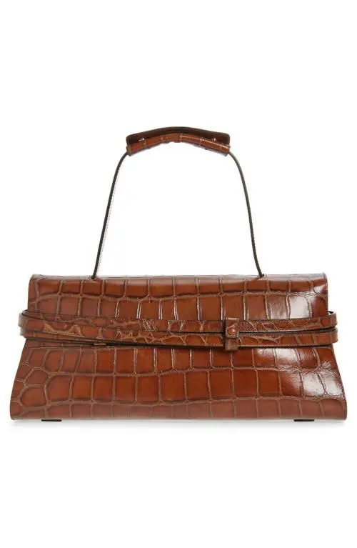 Moschino Croc Embossed Leather East/west Shoulder Bag