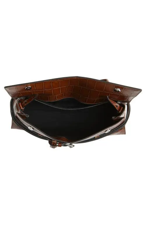 Moschino Croc Embossed Leather East/west Shoulder Bag