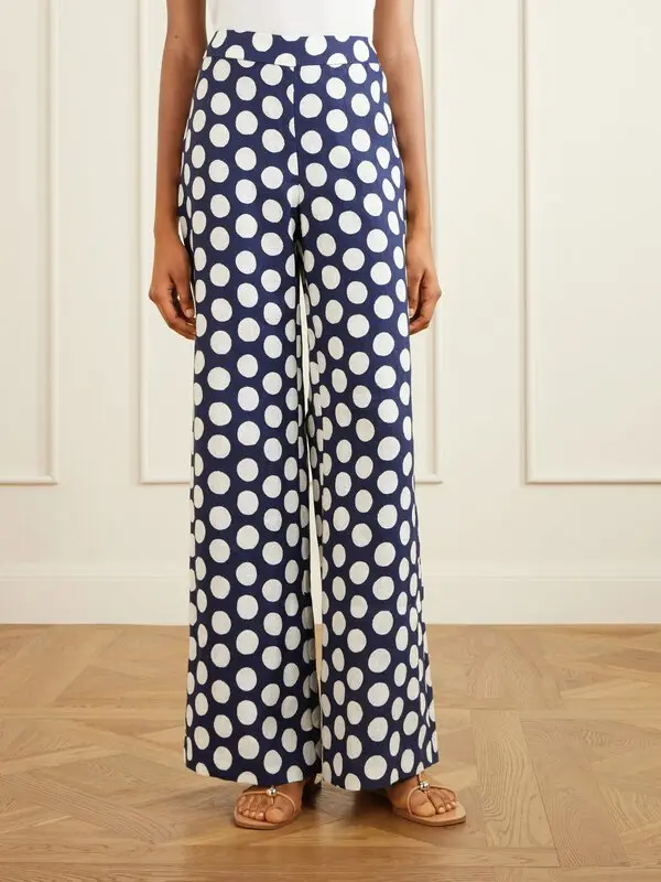 Cara Cara Polka Dot Linen Wide-leg Pants