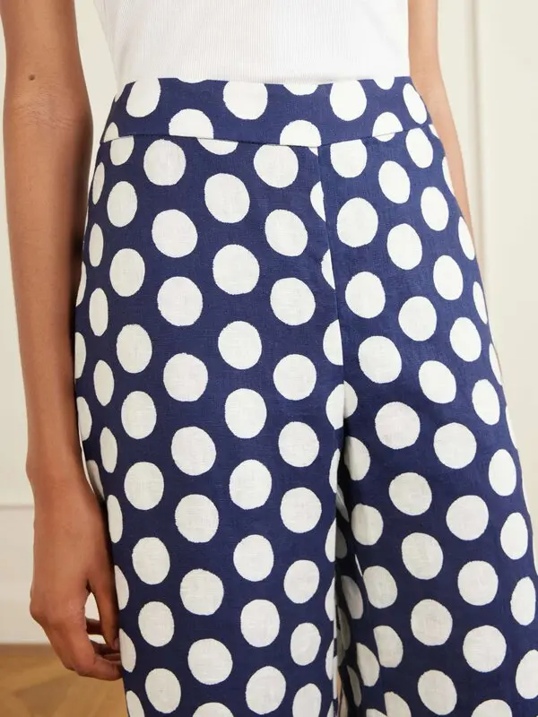 Cara Cara Polka Dot Linen Wide-leg Pants