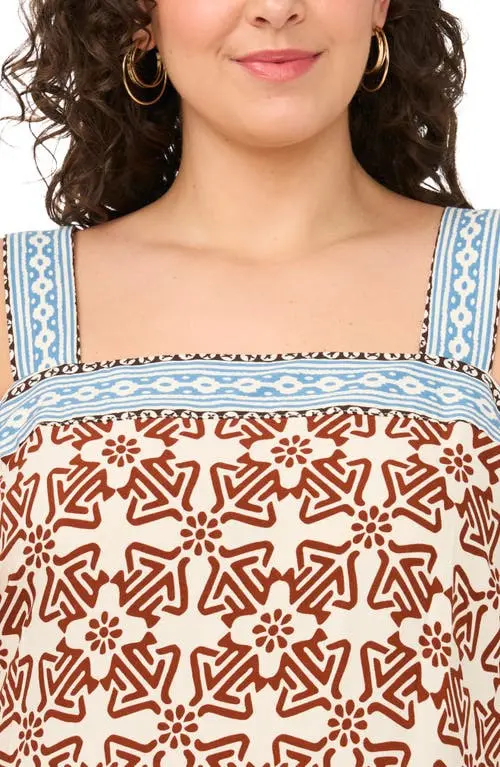 Vince Camuto Printed Smock Back Maxi Dress - Rust