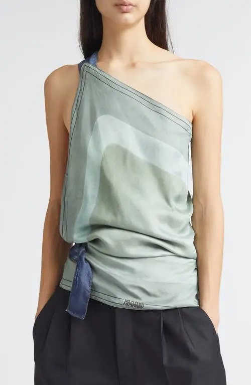 MAGLIANO Manifesto Silk Scarf One-shoulder Halter Top