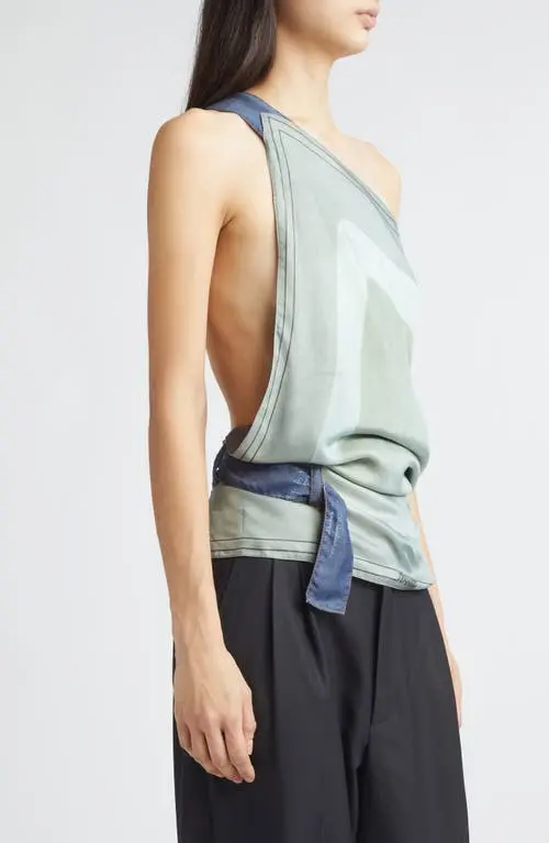 MAGLIANO Manifesto Silk Scarf One-shoulder Halter Top