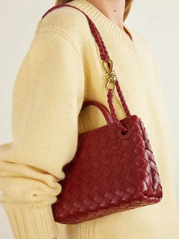 Bottega Veneta Mini Andiamo Intrecciato Leather Tote - Red