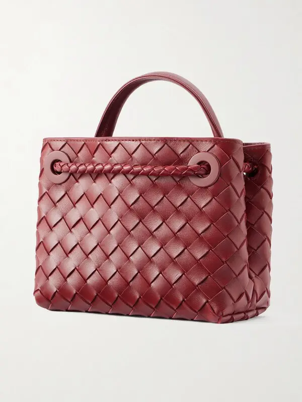 Bottega Veneta Mini Andiamo Intrecciato Leather Tote - Red