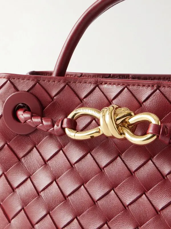 Bottega Veneta Mini Andiamo Intrecciato Leather Tote - Red