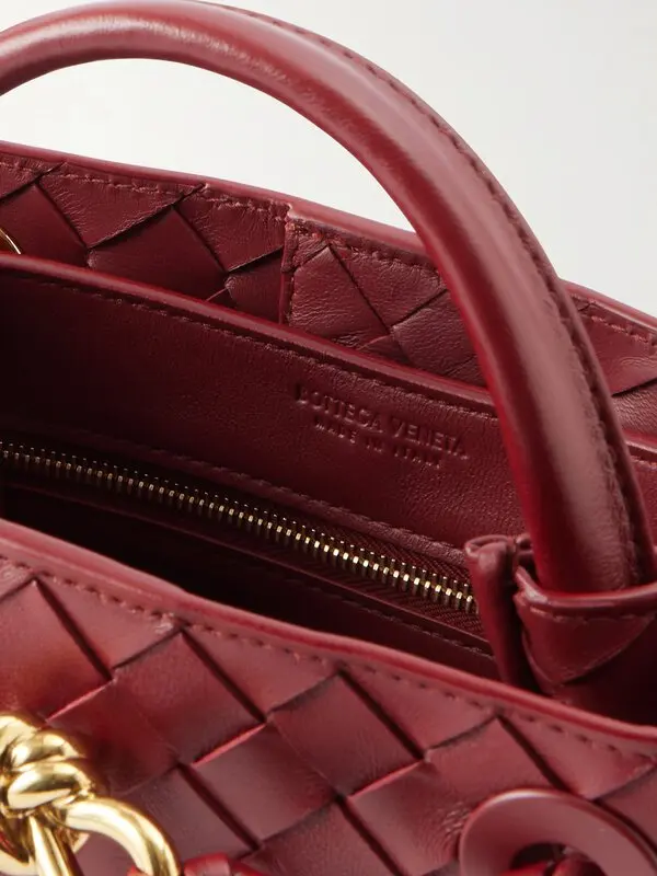 Bottega Veneta Mini Andiamo Intrecciato Leather Tote - Red