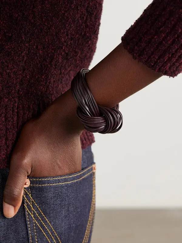 Bottega Veneta Knot Gold-plated Leather Bracelet