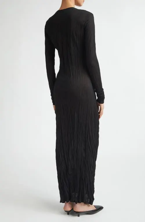 TOTEME Crinkled Long Sleeve Column Dress - Black