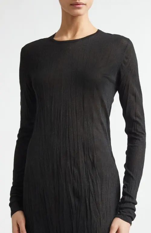 TOTEME Crinkled Long Sleeve Column Dress - Black