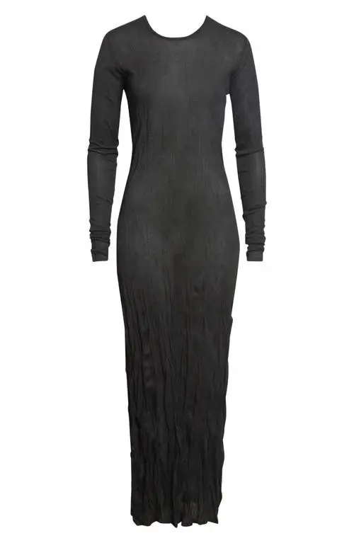 TOTEME Crinkled Long Sleeve Column Dress - Black