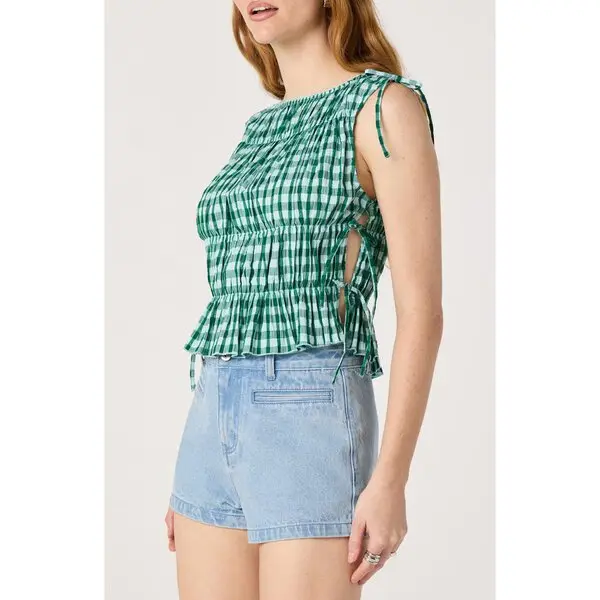 Astr The Label Bianca Gingham Sleeveless Top