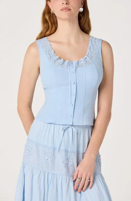 Astr The Label Victoria Lace Trim Sleeveless Top - Light Blue