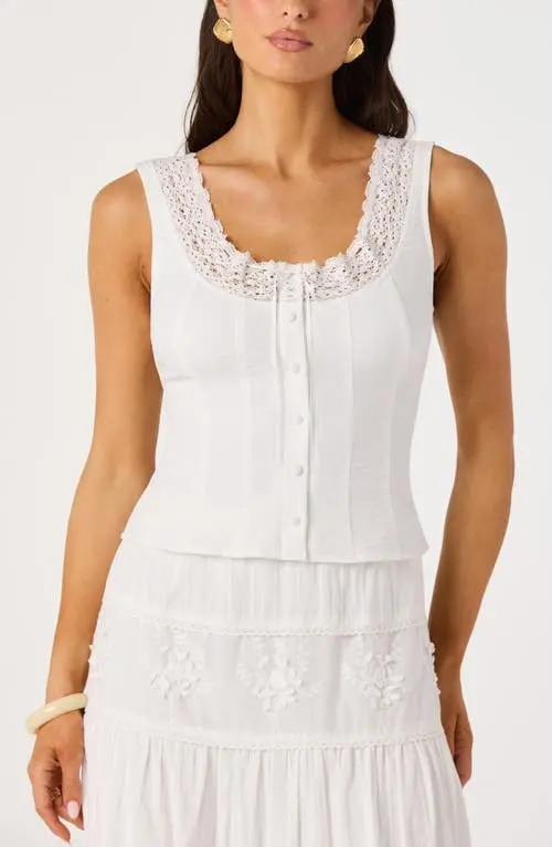 Astr The Label Victoria Lace Trim Sleeveless Top - White