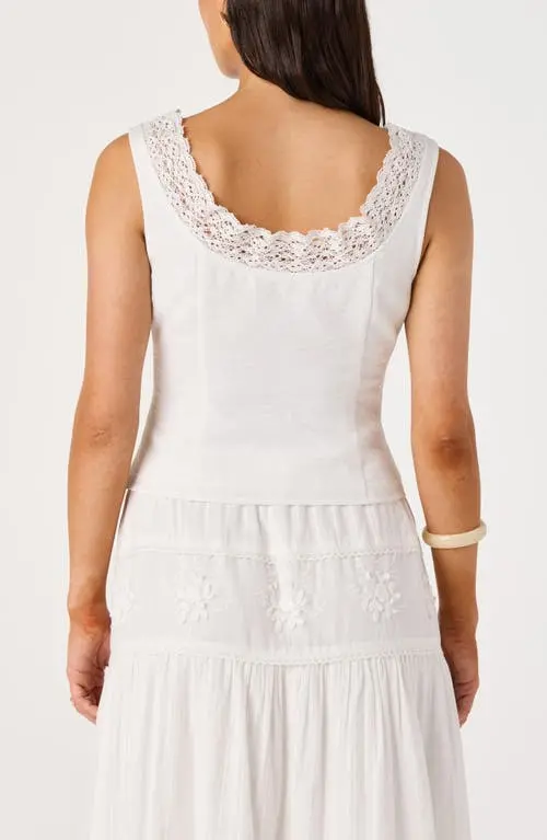 Astr The Label Victoria Lace Trim Sleeveless Top - White